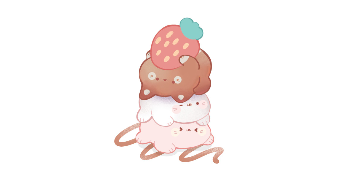 Neapolitan Ice Cream Cat Stack - Cats - T-Shirt | TeePublic