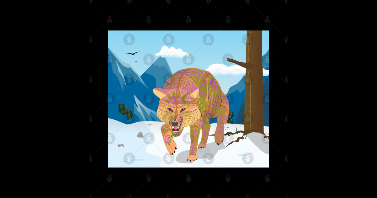 Stalking Wolf In the Mountains - Wolf - Posters and Art Prints | TeePublic