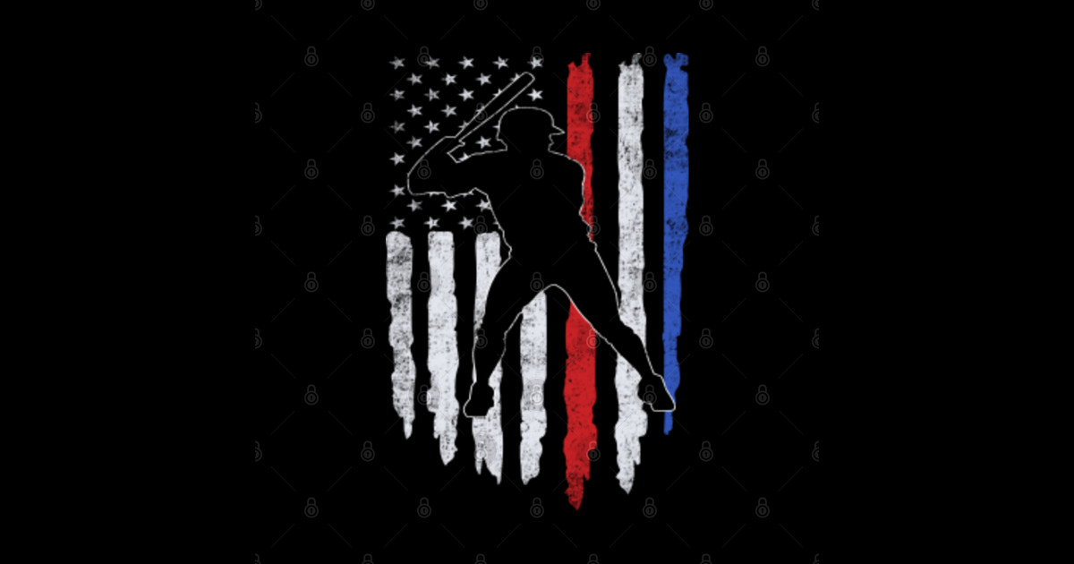 Vintage Baseball American Flag Baseball Player for Dad and Mom - Usa ...