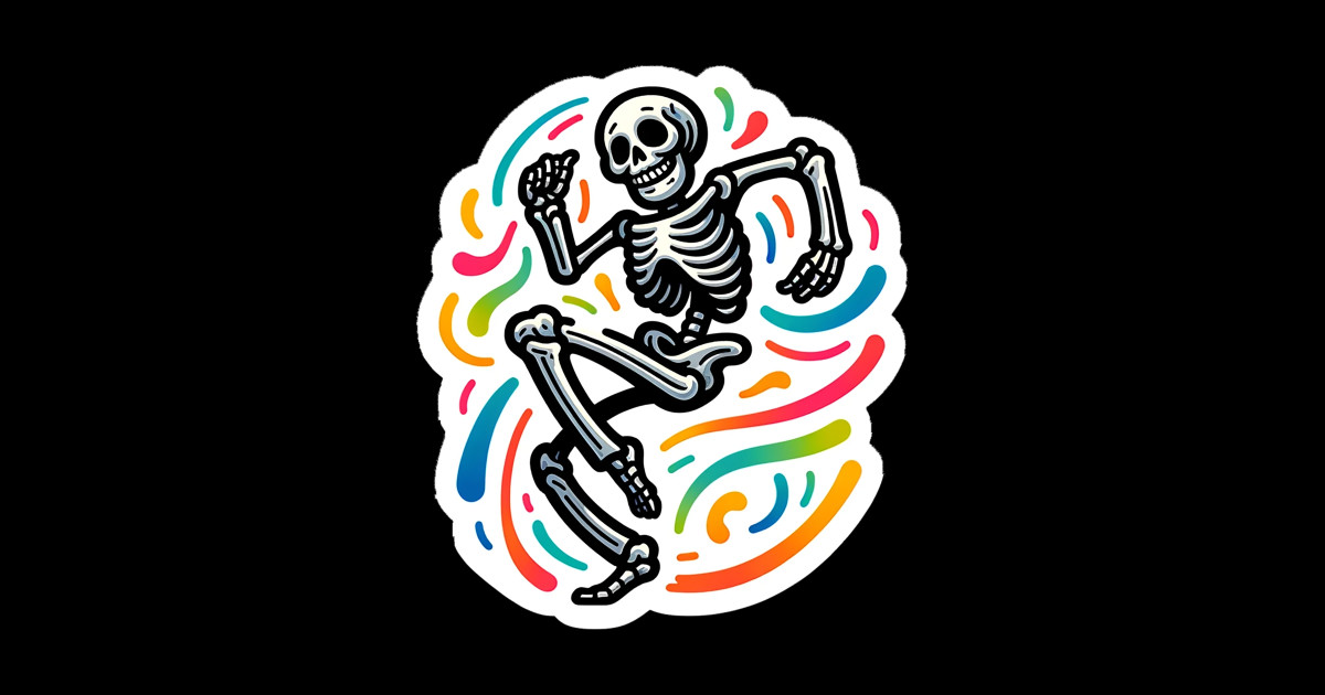 Dancing Skeleton Vibing - Dancing Skeleton - Sticker | TeePublic