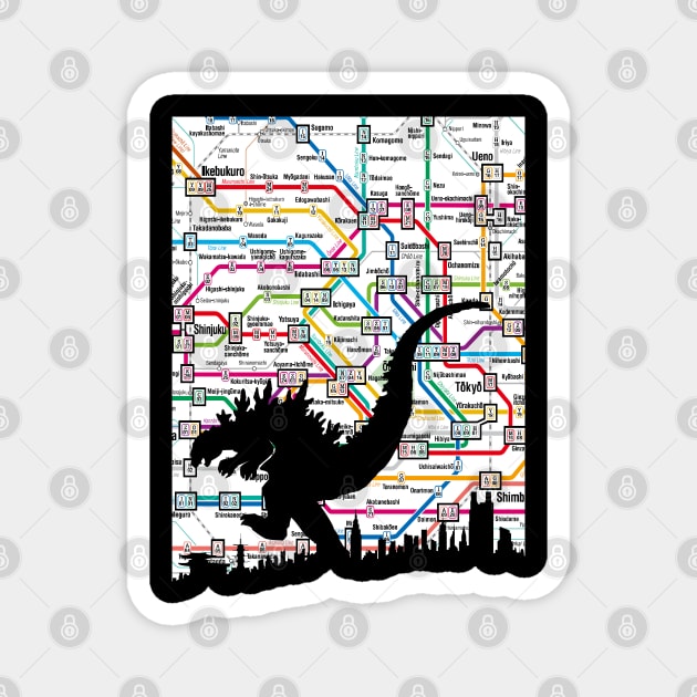 Godzilla Tokyo Subway - Godzilla - Magnet | TeePublic