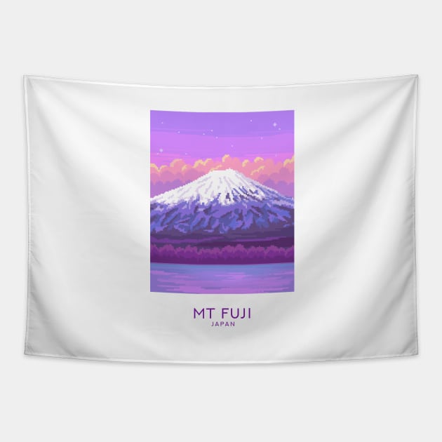 8-bit Mount Fuji, Japan Pixel Art - Fuji - Tapestry | TeePublic