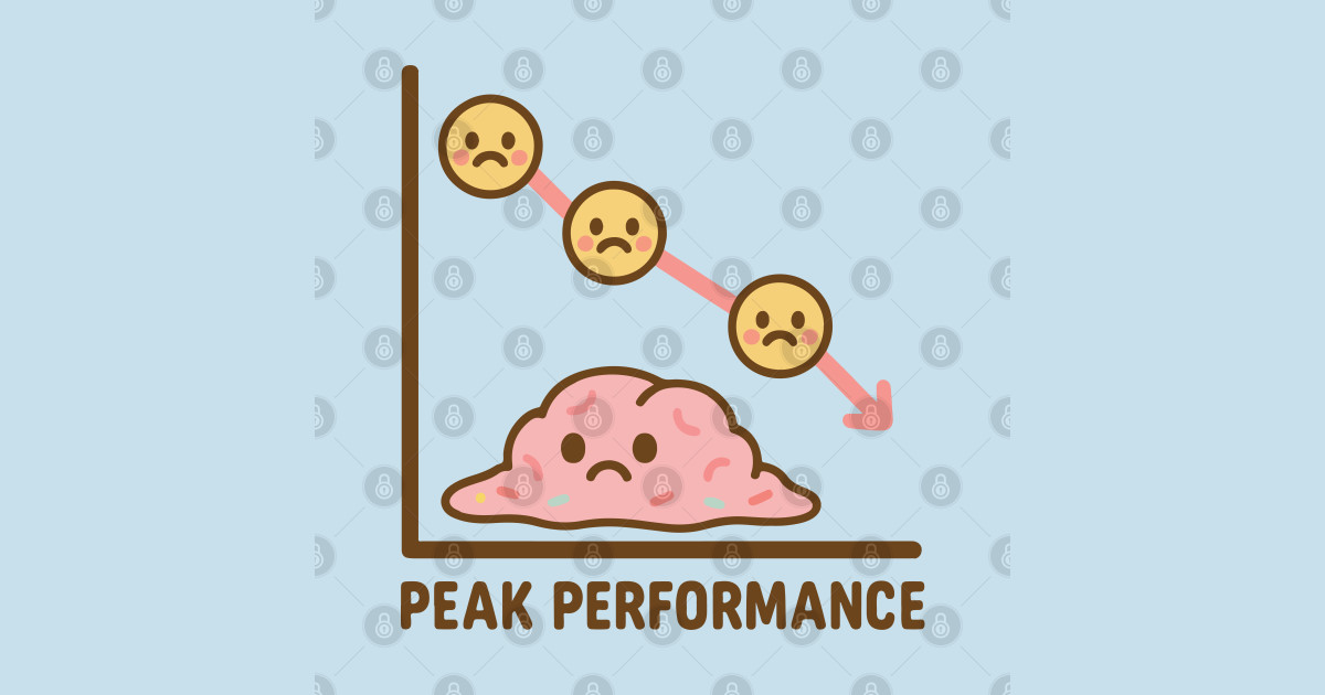 Funny Declining Brain Chart – Peak Performance Meme Design - Brain Rot ...
