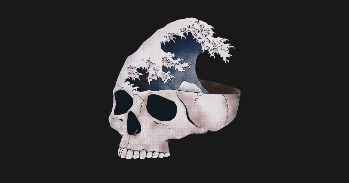 Wave Skull - Skull - T-Shirt | TeePublic