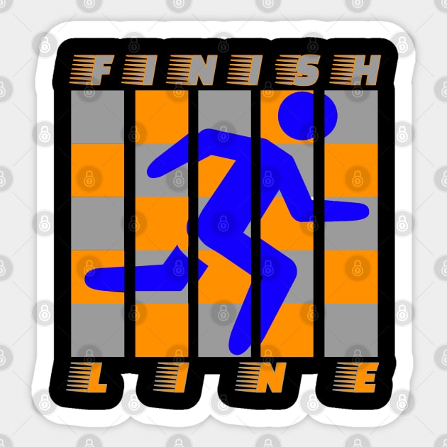 Finish Line Grey Orange Blue- Fitness - Finish Line - Sticker | TeePublic