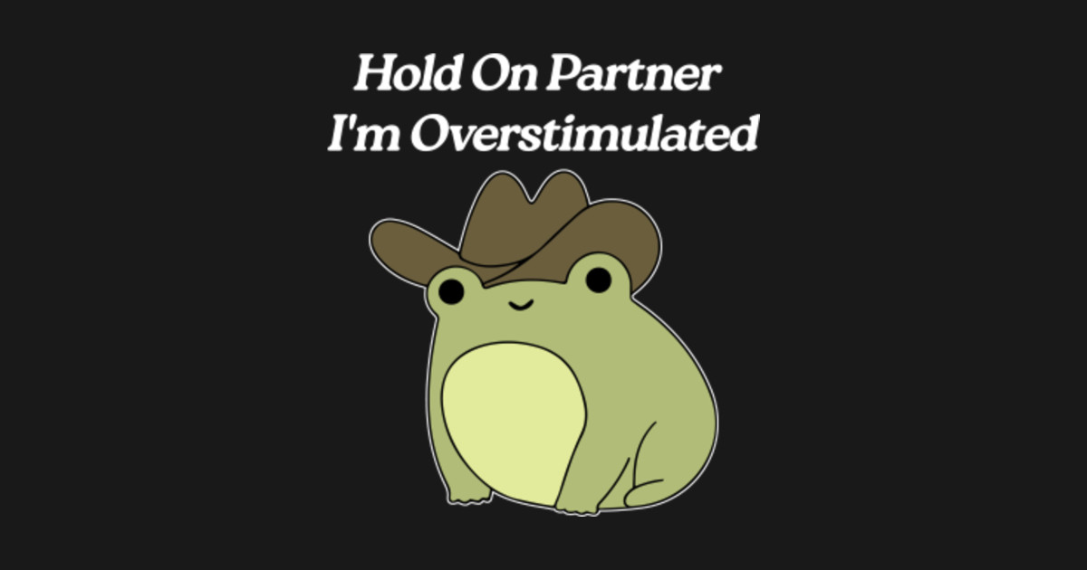 Hold On Partner I'm Overstimulated Cowboy Frog - Hold On Partner Im ...