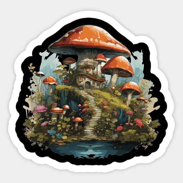 Cottagecore Mushroom House - Cottagecore Mushroom House - Sticker ...