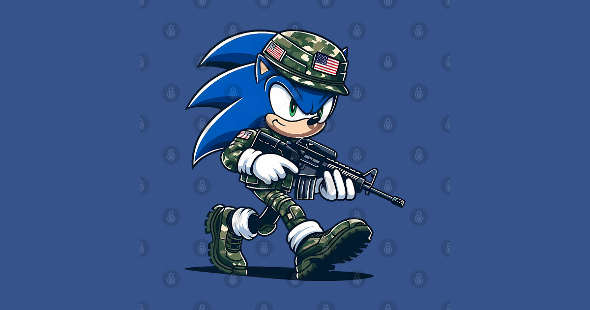 American Army Sonic 02 - Sonic - T-Shirt | TeePublic