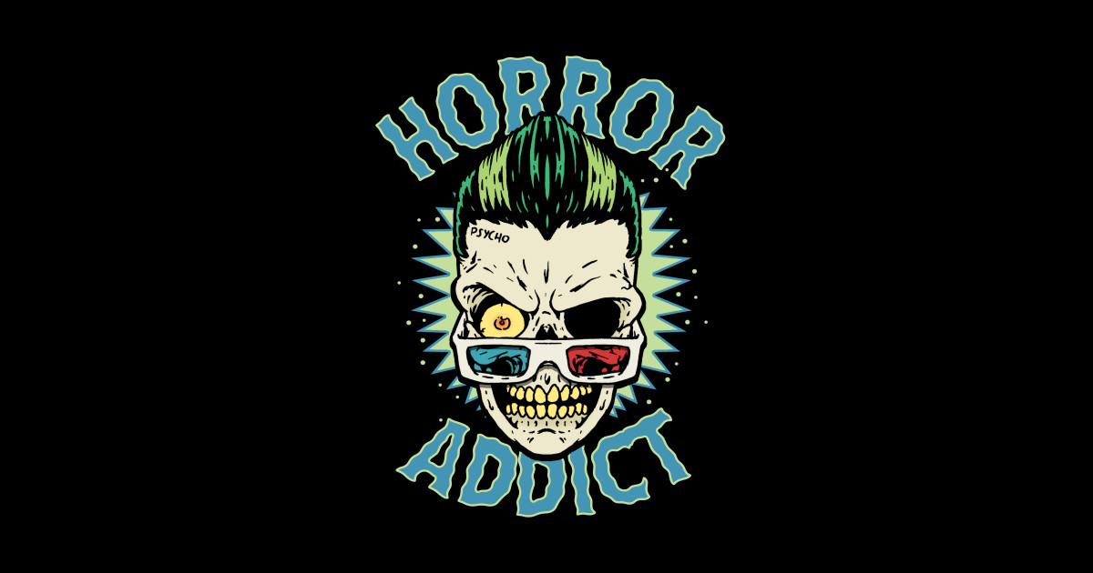 Horror Addict 3D Skull - Horror Movie Addict - Sticker | TeePublic