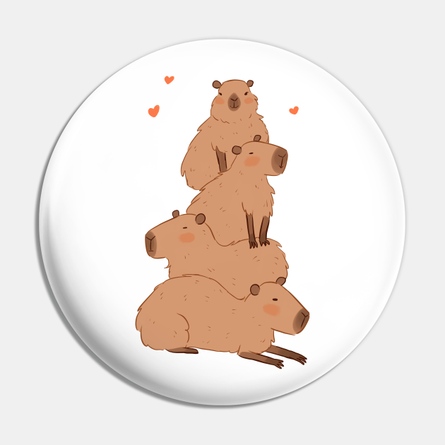 Capybara pile - a cute stack of Capybaras - Capybara Art - Pin | TeePublic