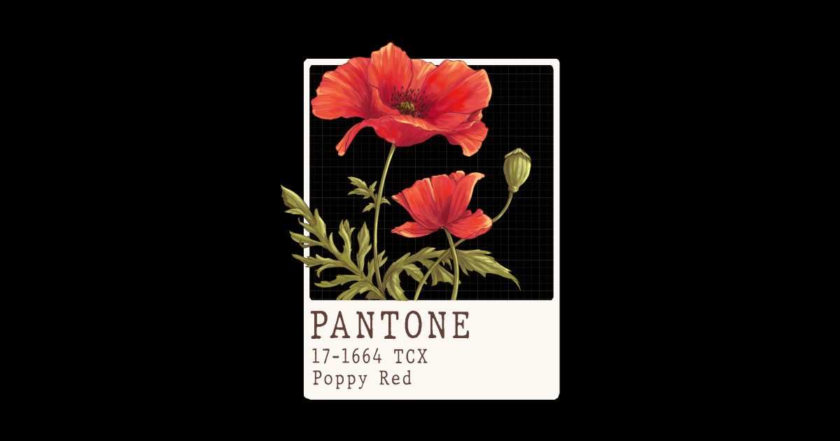 Pantone Poppy red flower - Flower - Sticker | TeePublic