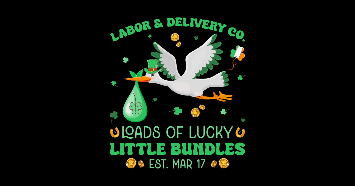 Labor and Delivery Co. St. Patrick's Day Stork With Lucky Clovers Gift ...