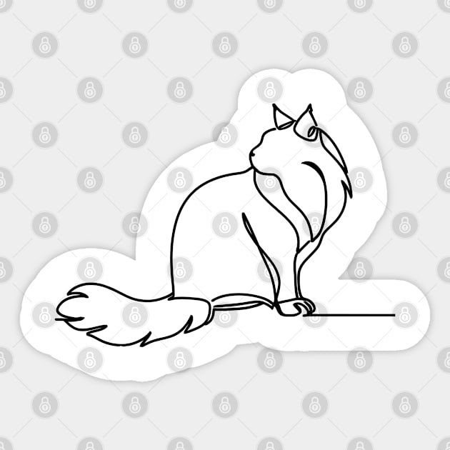 Maine Coon Line Drawing - Maine Coon - Sticker | TeePublic