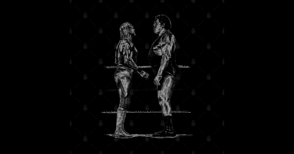 Andre the Giant vs Hulk Hogan - Canvas Texture - Vintage - Sticker ...
