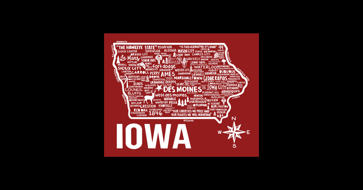 Iowa Map - Iowa - Sticker | TeePublic
