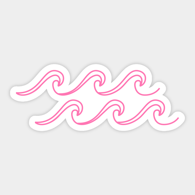 Cute Pink Sea Waves - Sea - Sticker | TeePublic