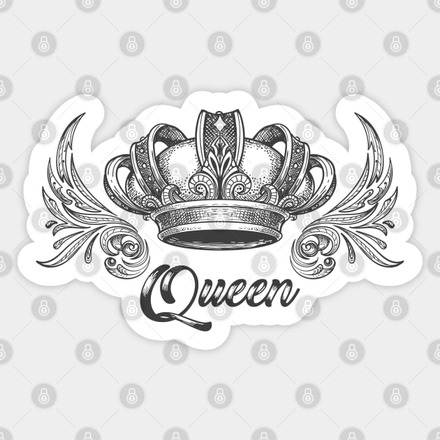Queen Crown - Crown Queen Jewelry Royal Decoration Il - Sticker | TeePublic