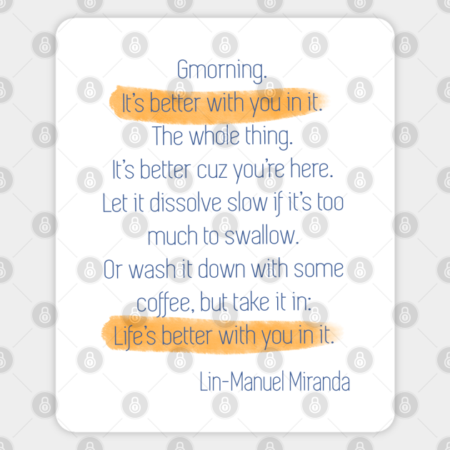 Good morning Tweet Lin Manuel Miranda - Depression - Sticker | TeePublic