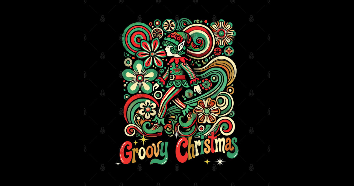 Groovy Christmas Elf Happy Holidays Trippy Xmas - Groovy Elf - Sticker ...
