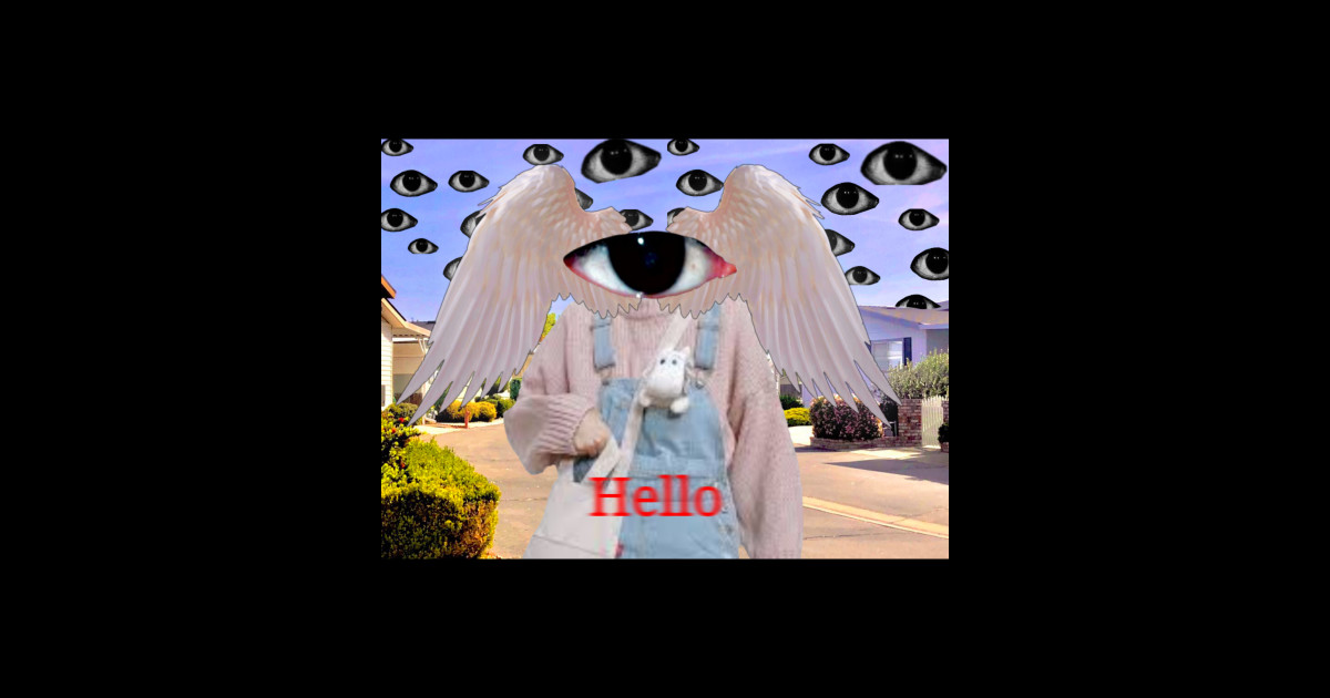 Hello - Dreamcore, Weirdcore Eyes Wallpaper Design - Weirdcore - Sticker | TeePublic