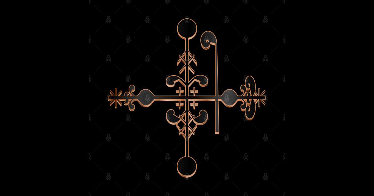 Legba Atibon Voodoo Veve Black Copper - Voodoo - Sticker | TeePublic