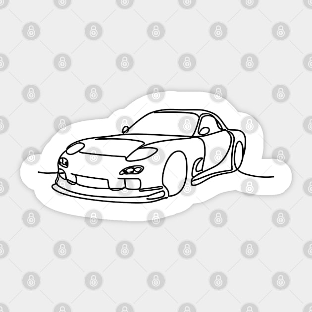 Mazda RX7 Line Drawing - Mazda Rx7 - Sticker | TeePublic