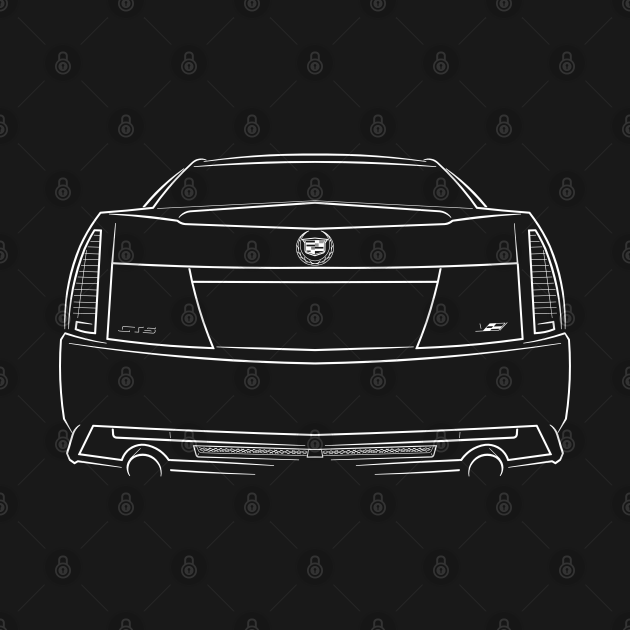 Cadillac CTS-V - rear stencil, white - Cts V - T-Shirt | TeePublic