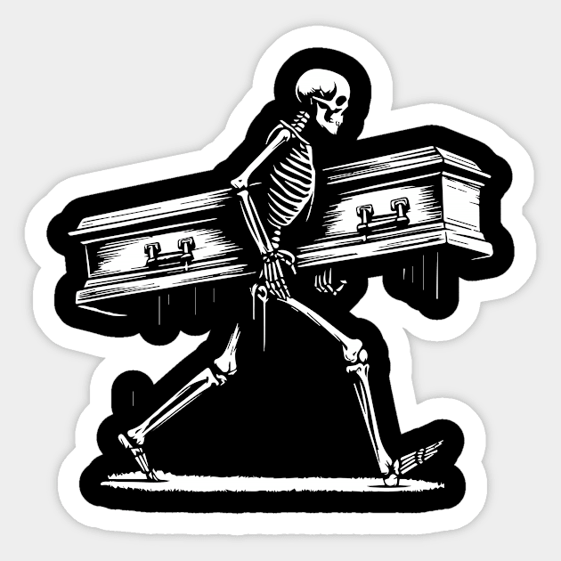 skeleton carrying the coffin - Skeleton - Sticker | TeePublic