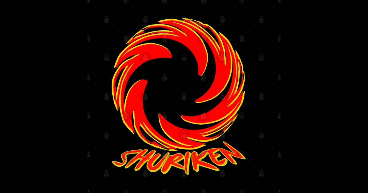 Shuriken Red Fireball Illustration - Japanese Art - Posters and Art ...