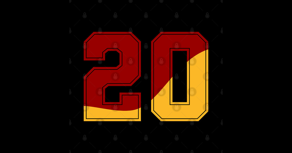 20 || Sport Number | Yellow Red - Sportswear - Sticker | TeePublic