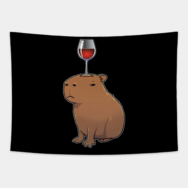 Capybara with Red Wine on its head - Capybaras - Tapestry | TeePublic
