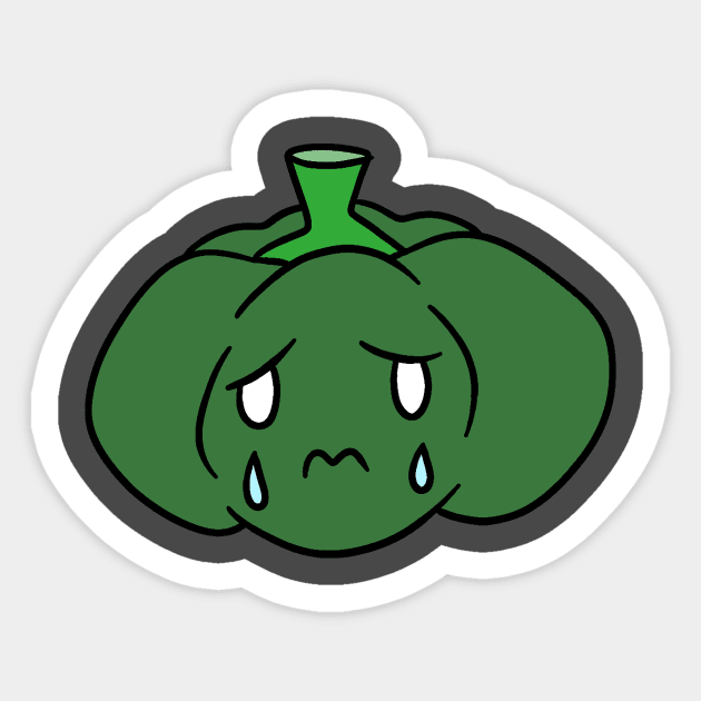 Sad Crying Green Bell Pepper - Green Pepper - Sticker | TeePublic