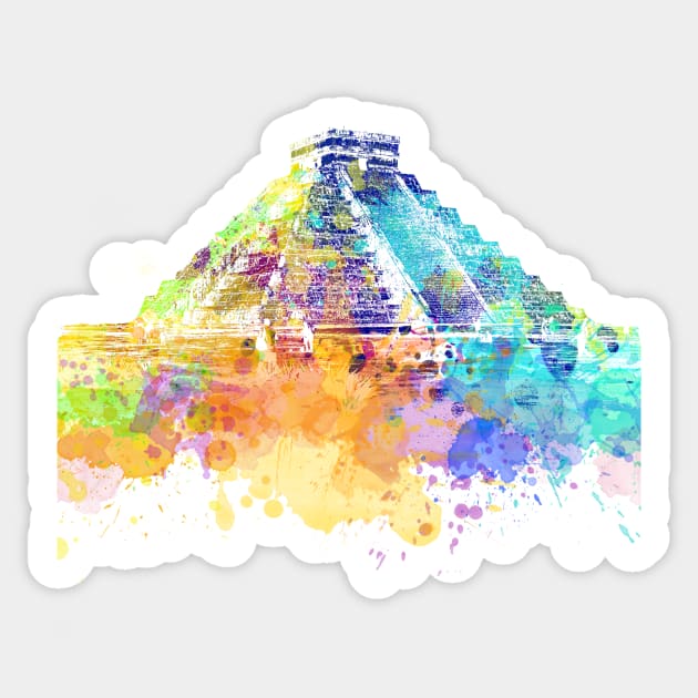 Colourful Chichen Itza - Chichen Itza - Sticker | TeePublic