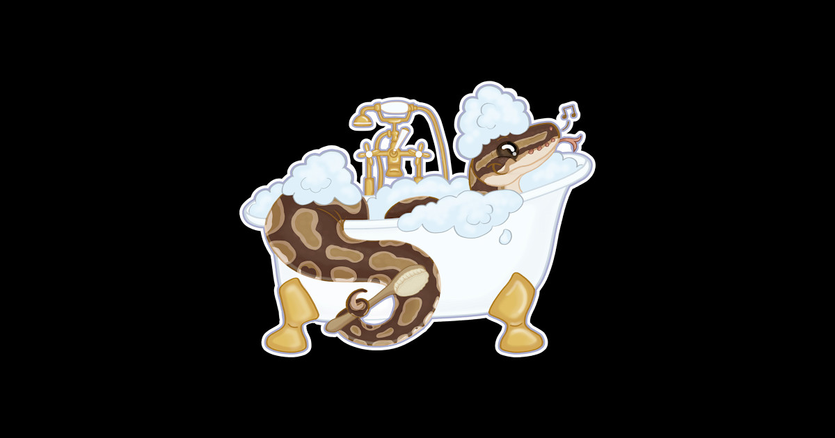 Ball/Royal Python in a Bath - Ball Python - Sticker | TeePublic