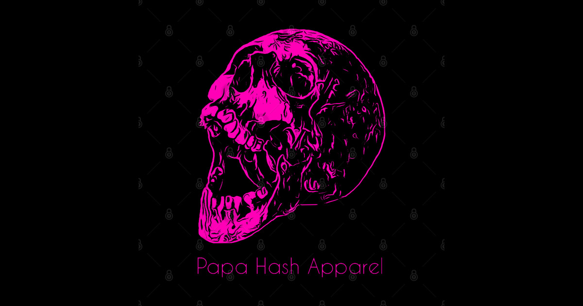 Papa Hash Apparel: Yawning Skull Pink - Skull - Pin | TeePublic