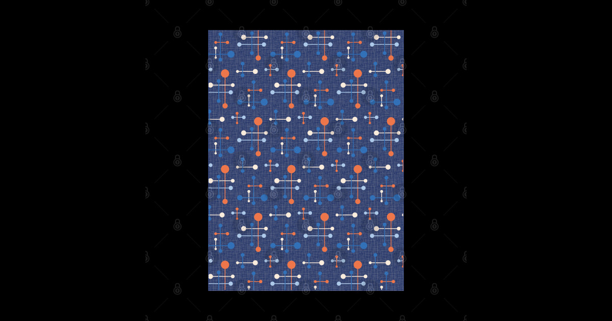 Mid Century Atomic Age Pattern 36 Blue, Apricot - Mid Century - Sticker ...