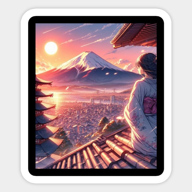 mount Fuji - Anime - Mount Fuji - Sticker | TeePublic