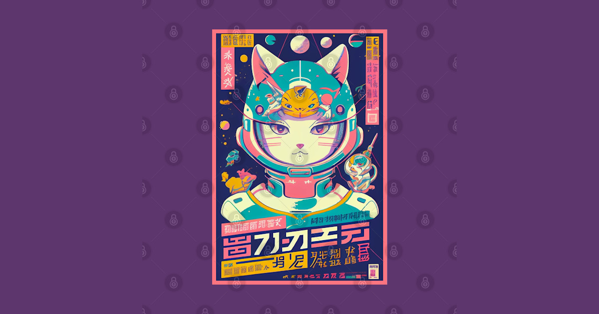 Vintage Anime Space Cat | Quality Retro Anime Origin Design | Chibi ...
