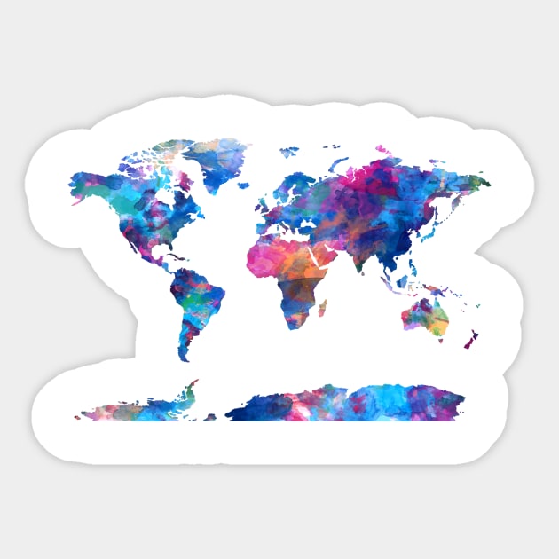 world map watercolor - World Map - Sticker | TeePublic