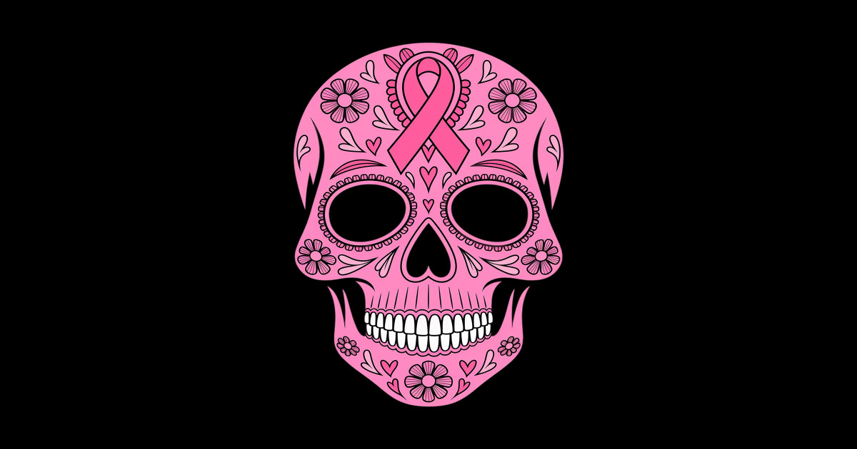 Sugar Skull Pink Ribbon Calavera Breast Cancer Awareness - Sugar Skull ...