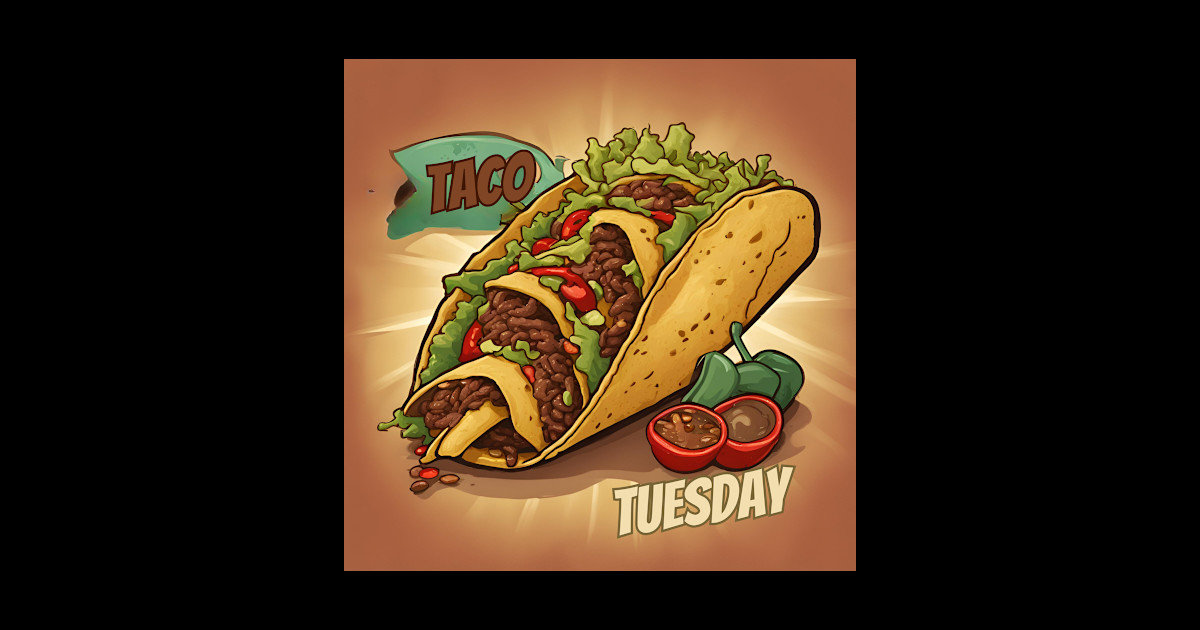 Taco Tuesday Cartoon - Taco - Sticker | TeePublic