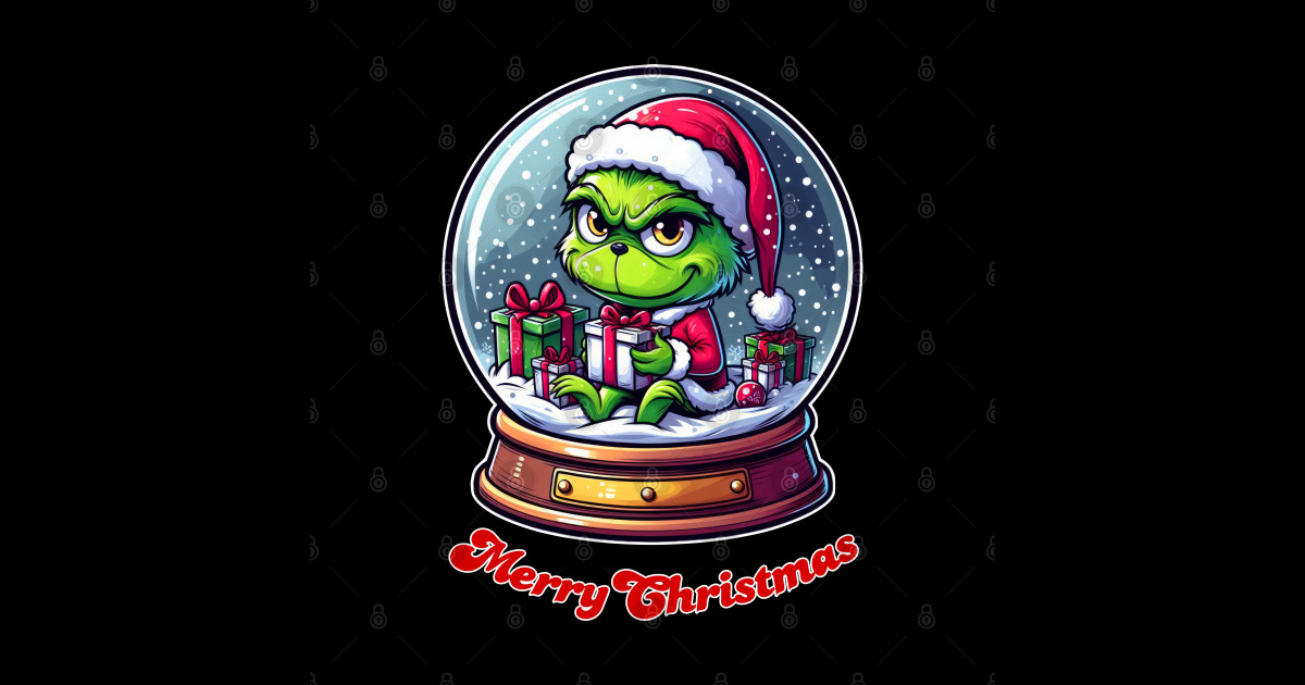 Grinch Snow Globe - Grinch Snow Globe - Sticker | TeePublic