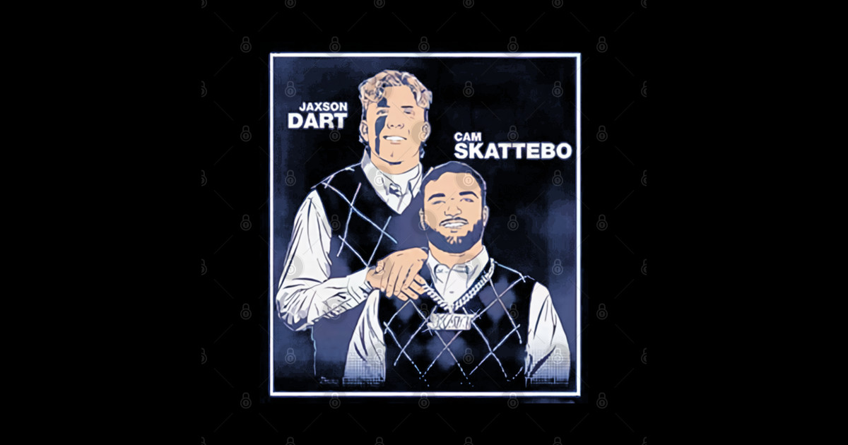 Jaxson Dart & Cam Skattebo Family Portrait - Jaxson Dart - Sticker ...