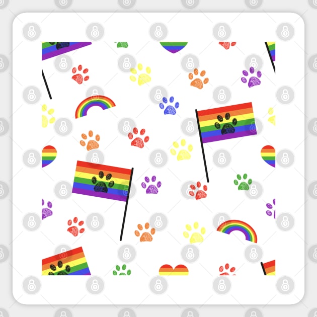 Rainbow pride flag lgbt with paw prints - Rainbow Pride Flag Lgbt With ...