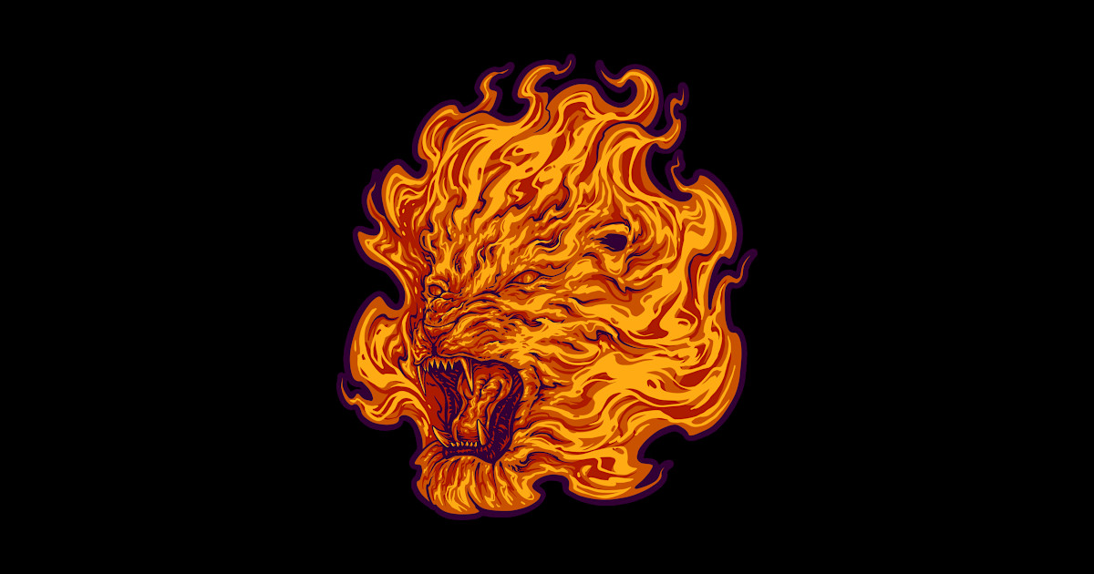 Lion Fire Head - Lion Head - Sticker | TeePublic