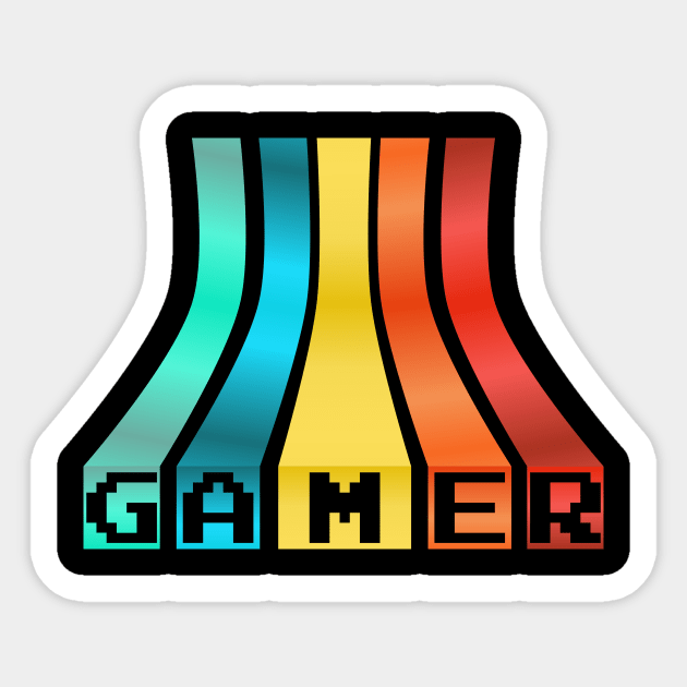 80s Rainbow Gamer Glowing Stripes - 80s Gamer - Sticker | TeePublic