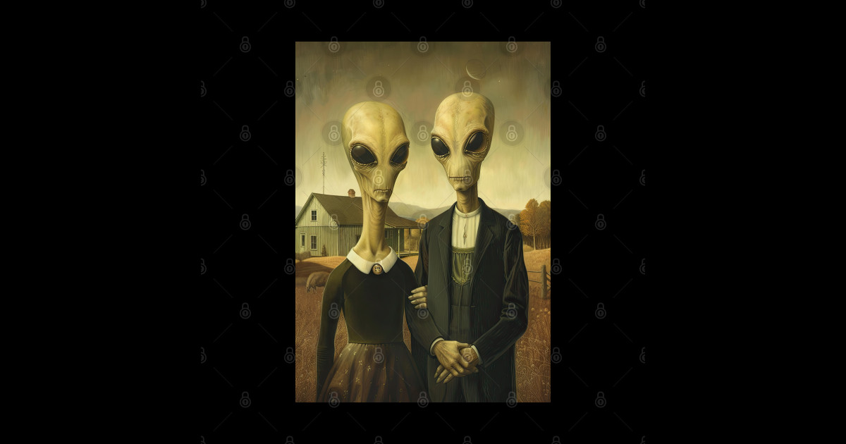 Alien Gothic - American Gothic - Sticker | TeePublic
