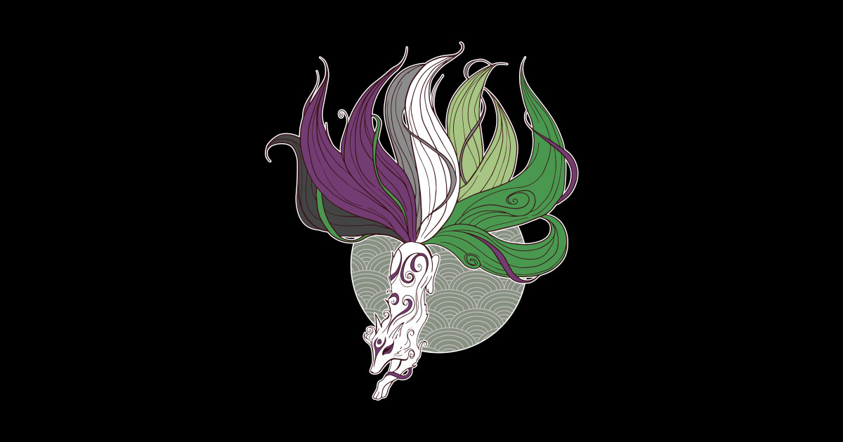 Aroace Kitsune LGBT Asexual Aromantic Pride Flag - Aroace - Posters and ...