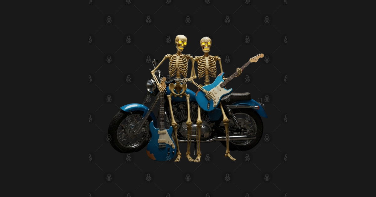 Skeleton Rocker Duo on Motorcycle - Skeleton Rocker Duo On Motorcycle ...