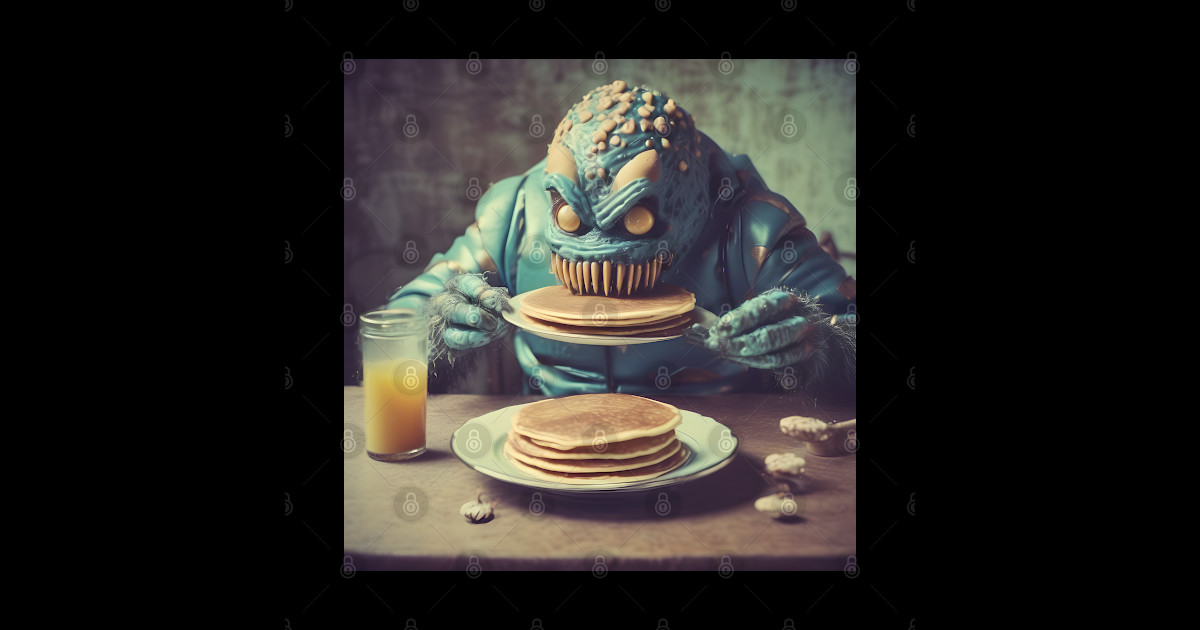 Pancake breakfast, Monster. - Horror - Sticker | TeePublic